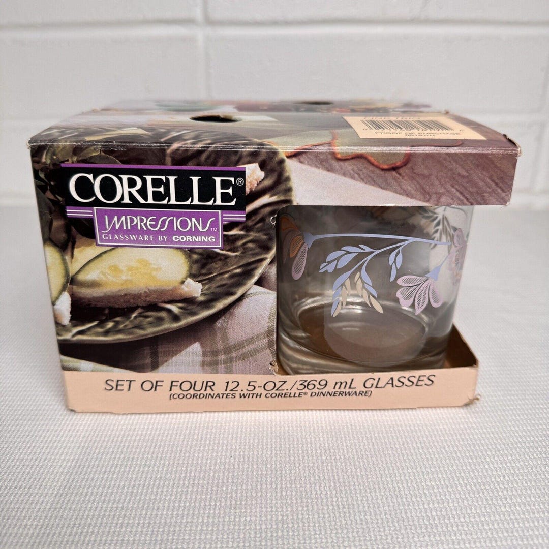 Vintage Corelle Impressions Glassware PINK TRIO Set of 4 Juice Glasses ...
