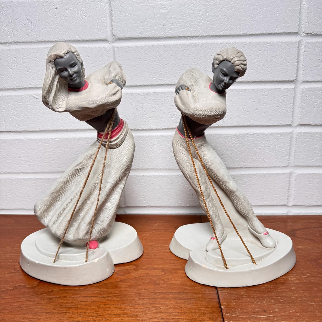 Vintage 1950-60s Chalkware Rope Dancing Statues Set by Devonware - Etsy