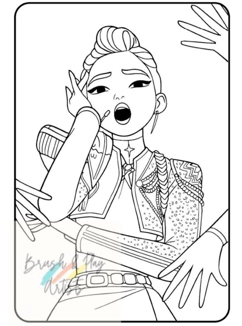 K-pop Demon Hunters Coloring Pages | Printable Fantasy Line Art ...