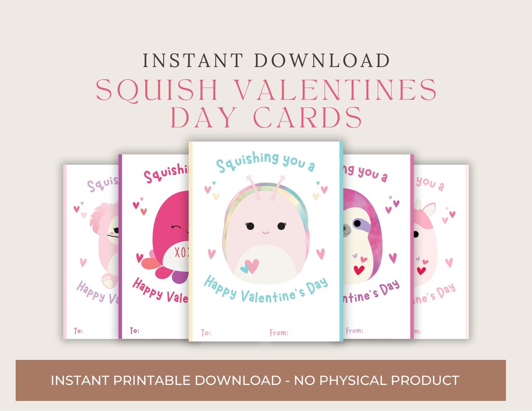 Squish Valentine's Day Cards | Kids Classroom Valentines (digital ...
