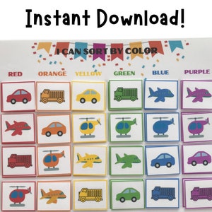 Printable Preschool color sorting activity | Etsy