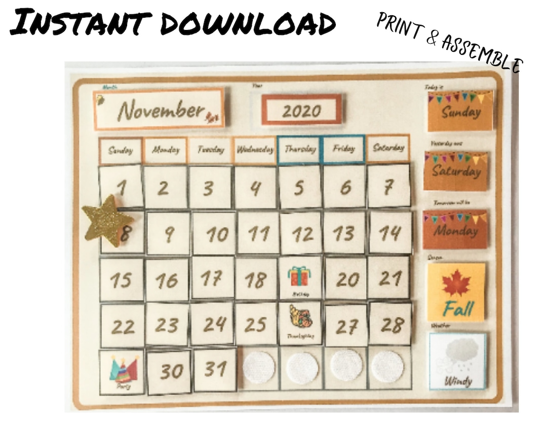 Digital File for Childrens Twelve Month Calendar Preschool - Etsy