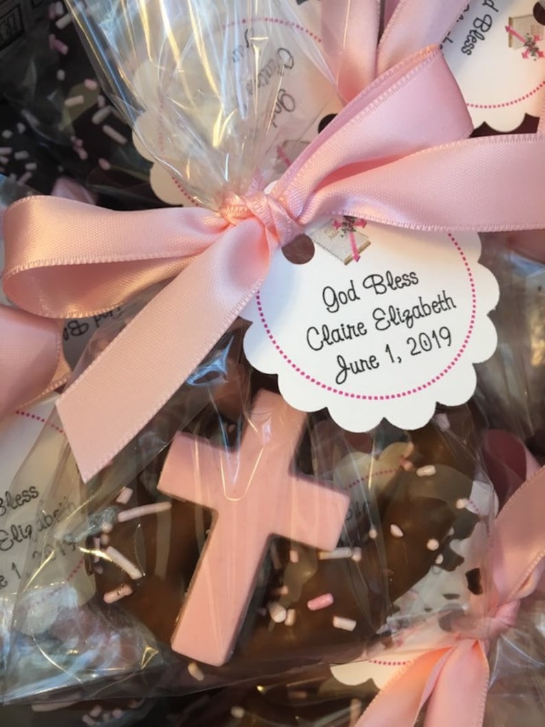 Chocolate Covered Pretzel Favor With Cross for Baptisms, Christenings ...