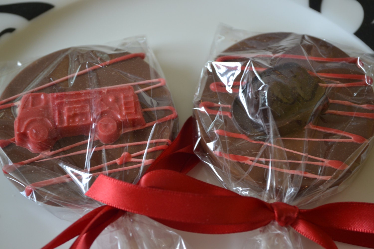 Fireman Themed Chocolate Lollipops W/ Firetruck and Fire | Etsy