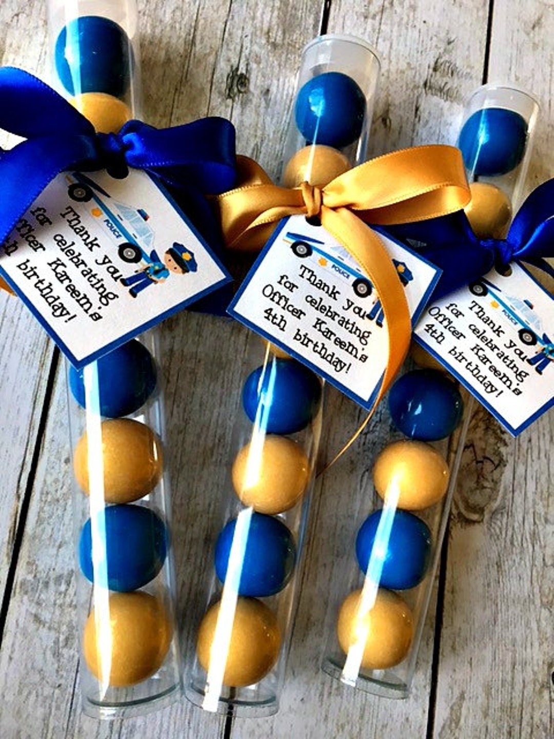 Policeman Gumball Tube Favors - Police Party Favor - Police Car Party ...