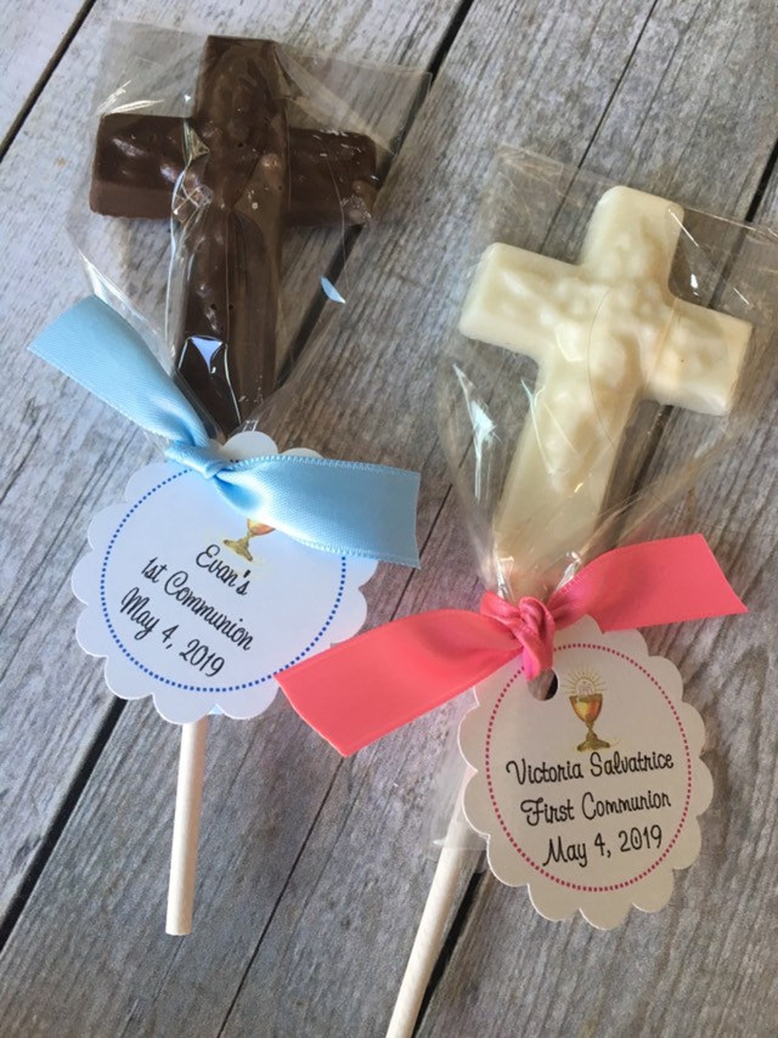 Chocolate Cross Lollipops - Communion Favor - Christening Favor - First ...