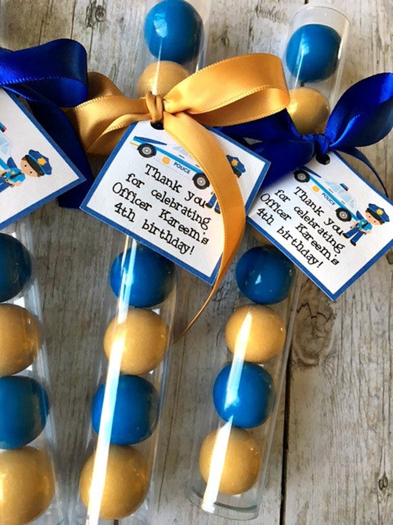 Policeman Gumball Tube Favors - Police Party Favor - Police Car Party ...
