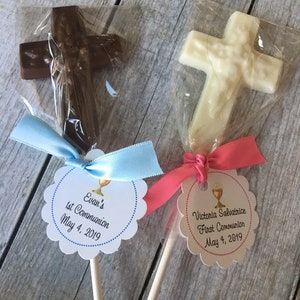 Chocolate Cross Lollipops - Communion Favor - Christening Favor - First ...