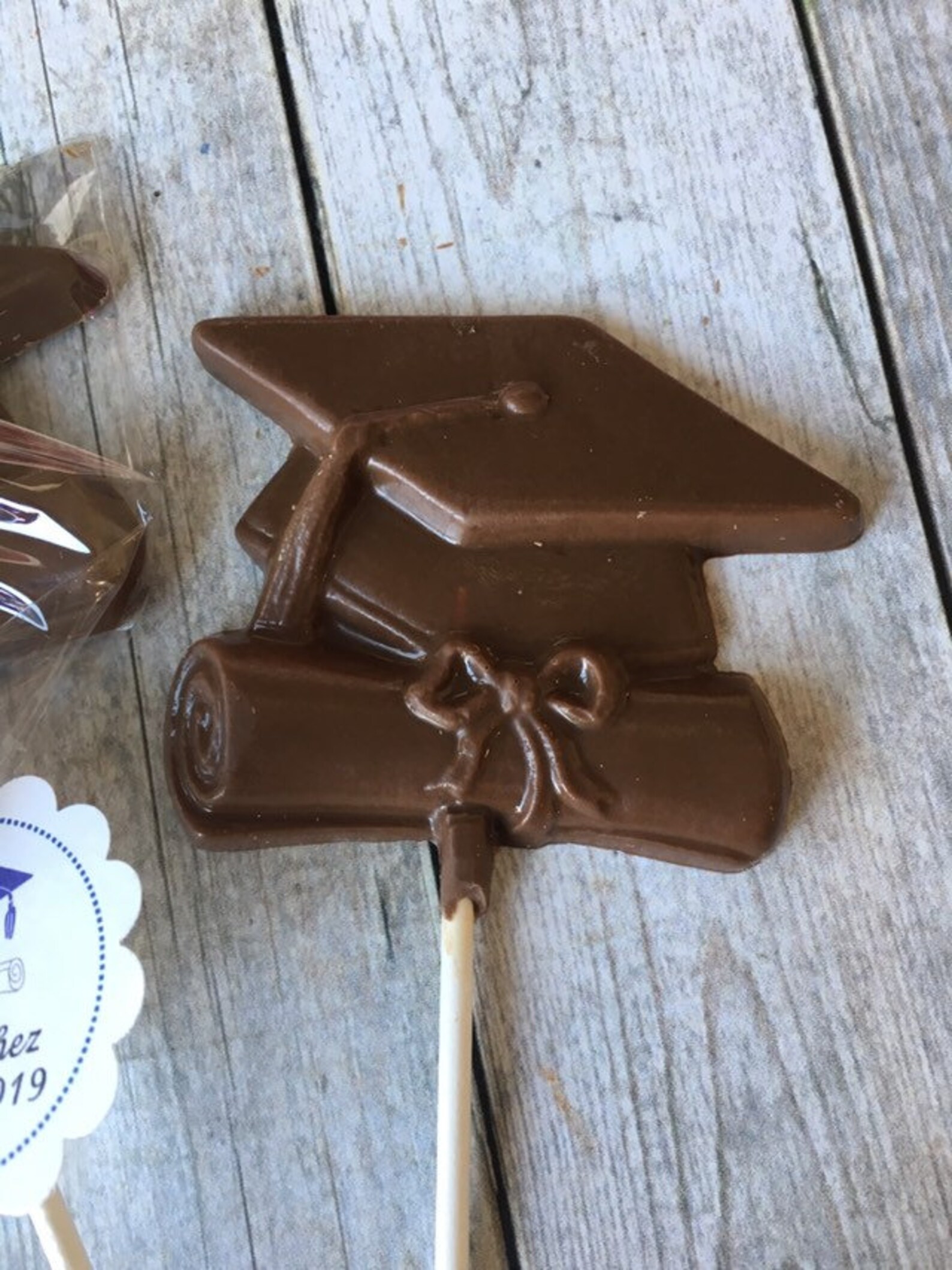 Graduation Cap and Diploma Chocolate Lollipops - 10 Lollipops ...