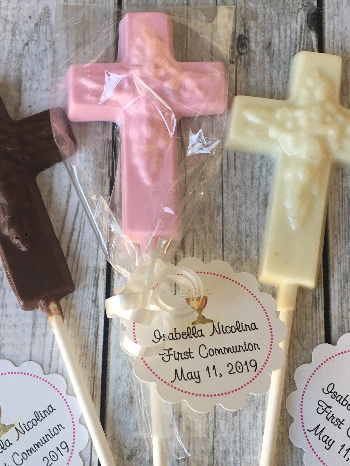 Chocolate Cross Lollipops - Communion Favor - Christening Favor - First ...
