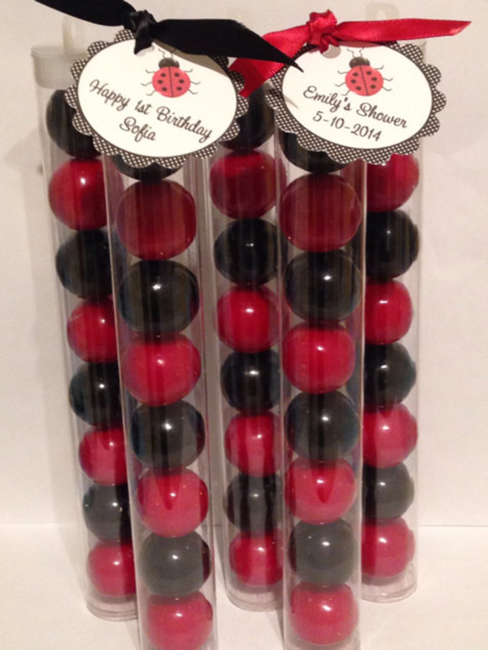 Ladybug Black and Red Gumball Tube Favors - Ladybug Party Favor - Lady ...