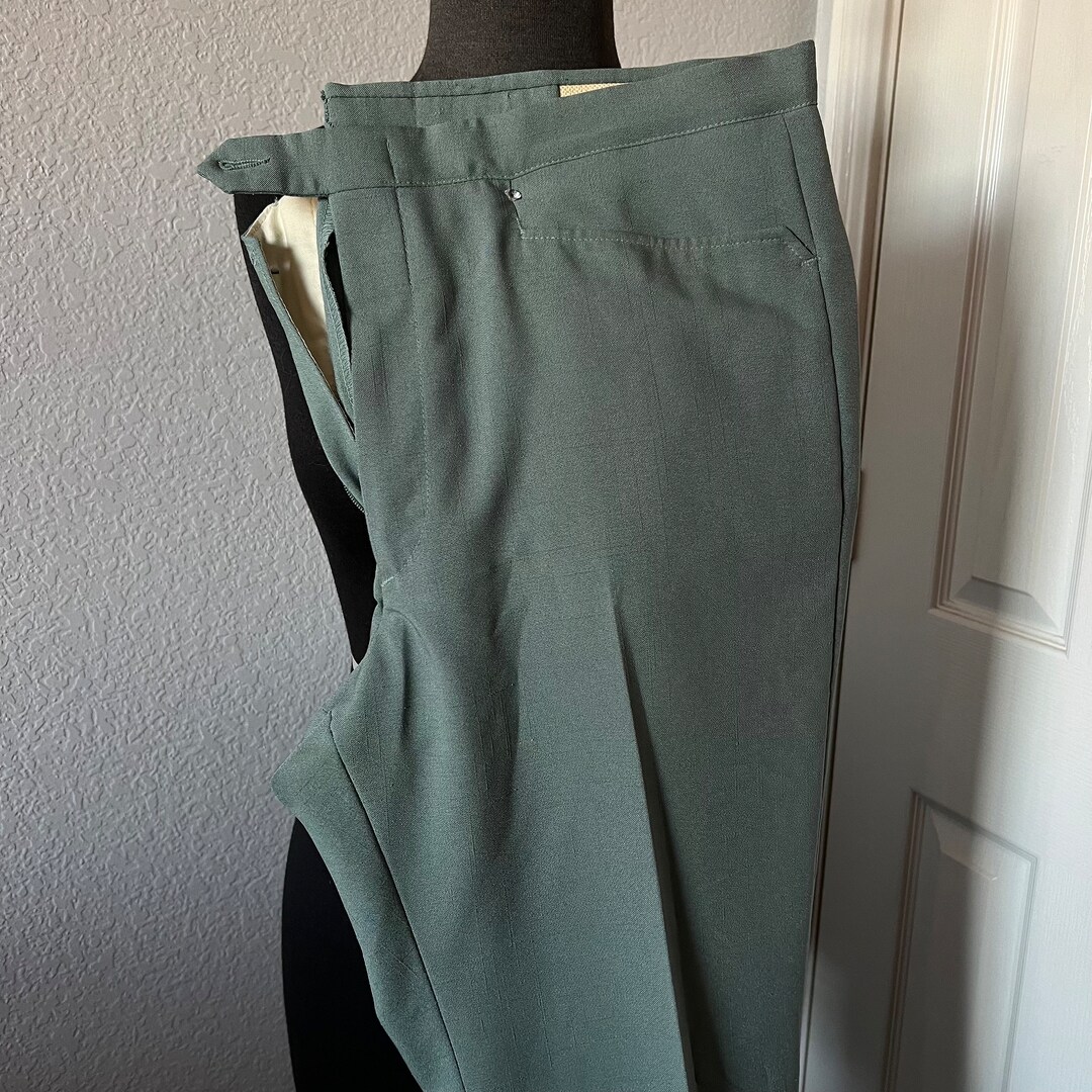 Sage 70s Wide Leg Sansabelt Stretch Trousers - Etsy
