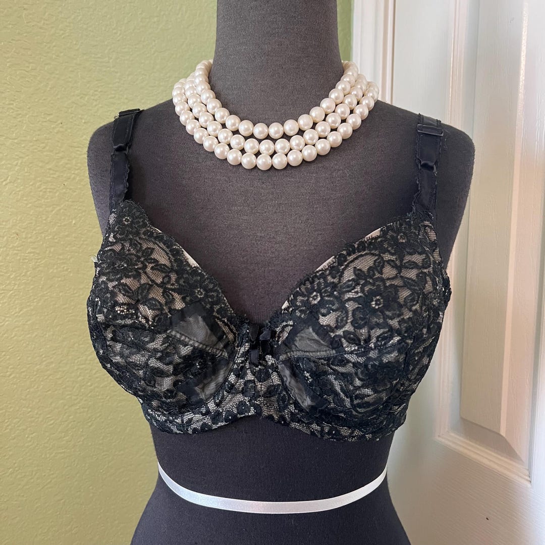 Black Lace Bali-lo Bow Bra 1960s Pointy Bra 34D - Etsy