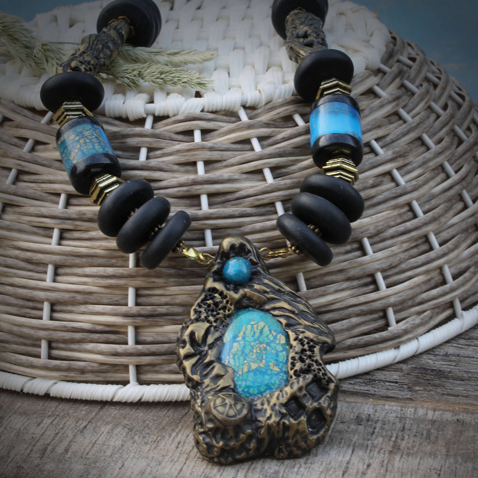 Rustic Pendant Necklace Unique Art Jewelry Long Boho Necklace - Etsy