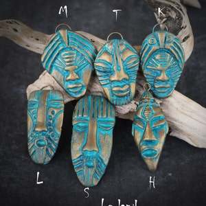 African Mask Pendants Tribal Jewelry Pendants Ethnic African Mask ...