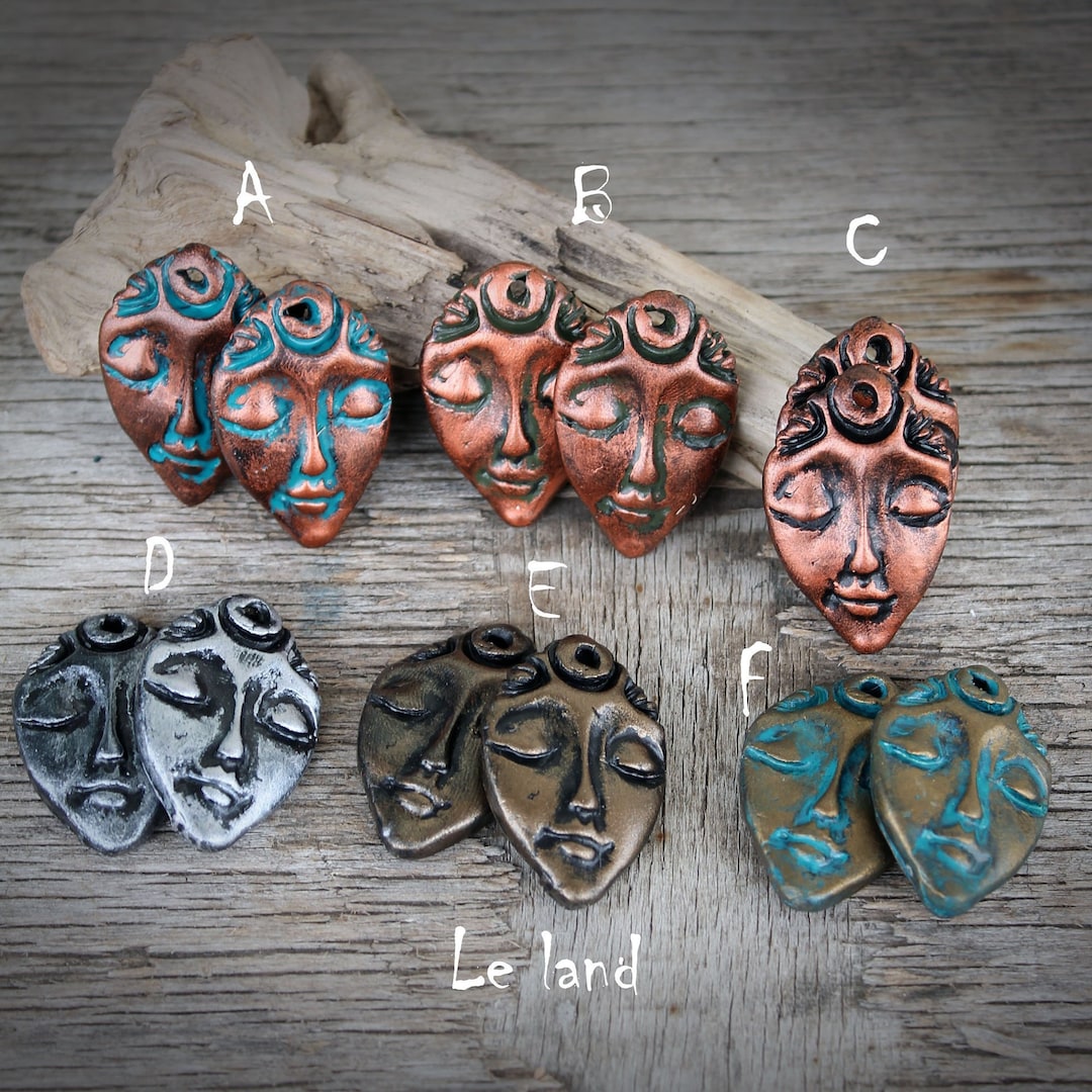 Face Bead for Making Jewelry Rustic Boho Charms Clay Supplies - Etsy