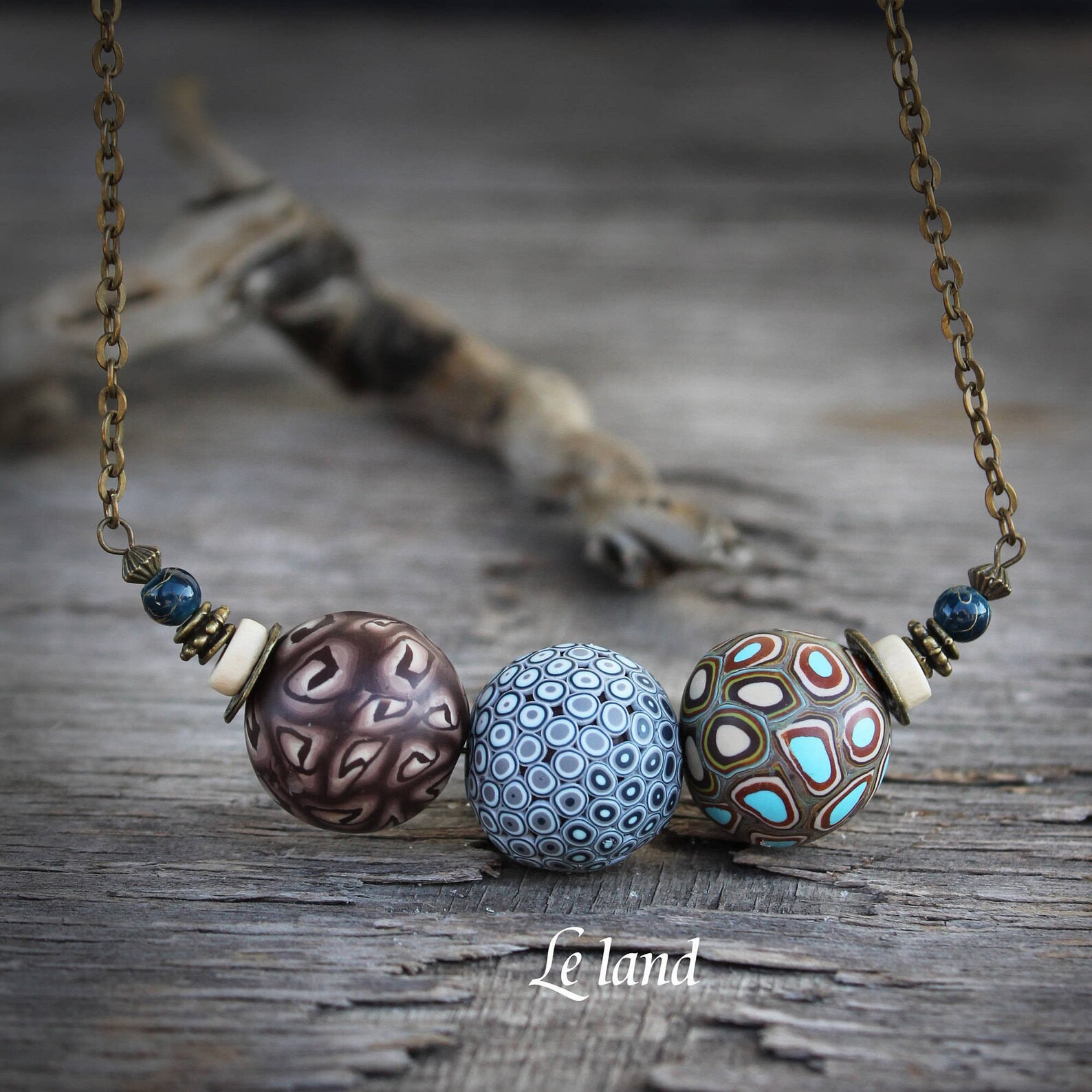 Unique Beads Necklace Polymer Clay Jewelry Large Beads - Etsy