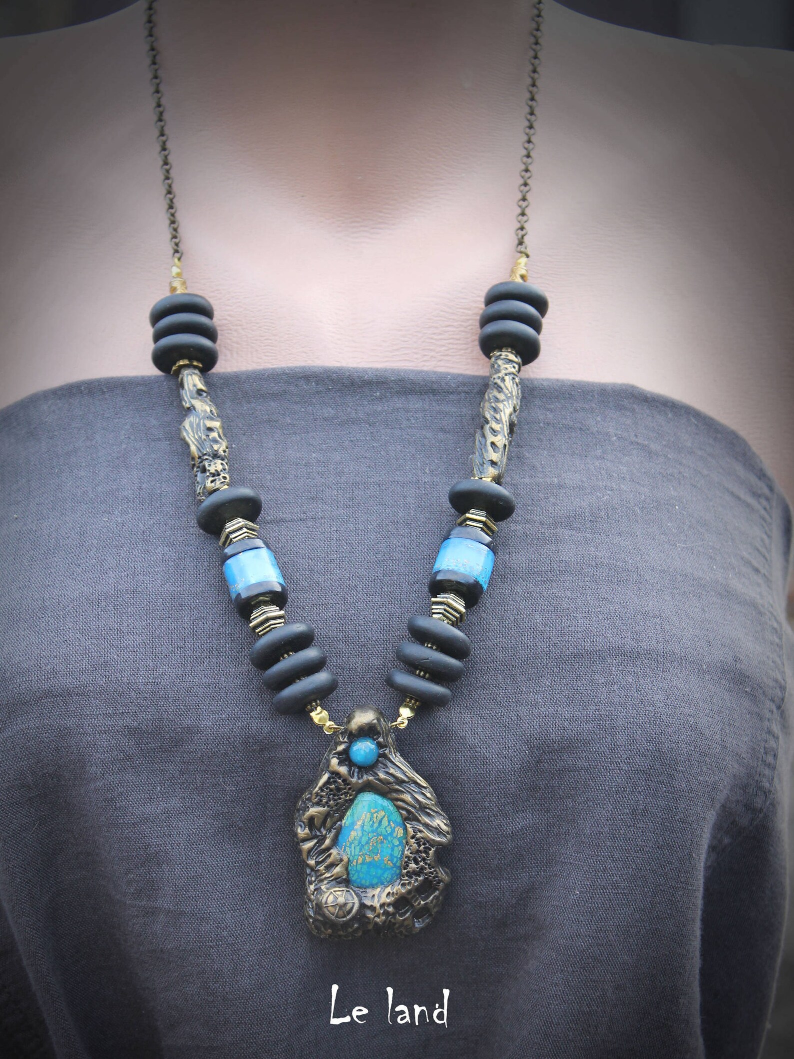 Rustic Pendant Necklace Unique Art Jewelry Long Boho Necklace - Etsy