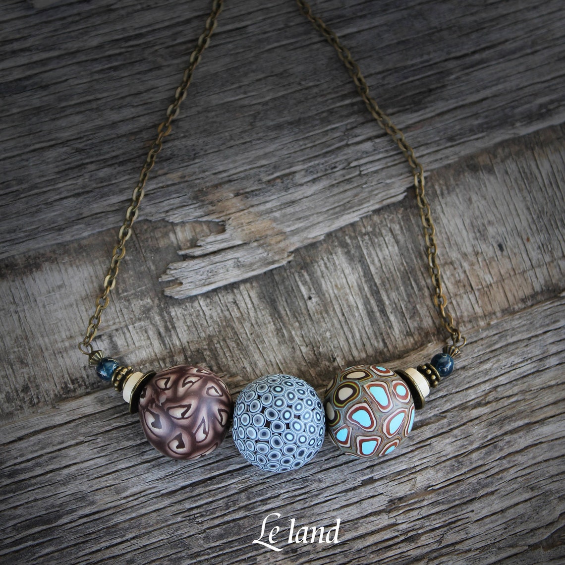 Unique Beads Necklace Polymer Clay Jewelry Large Beads - Etsy
