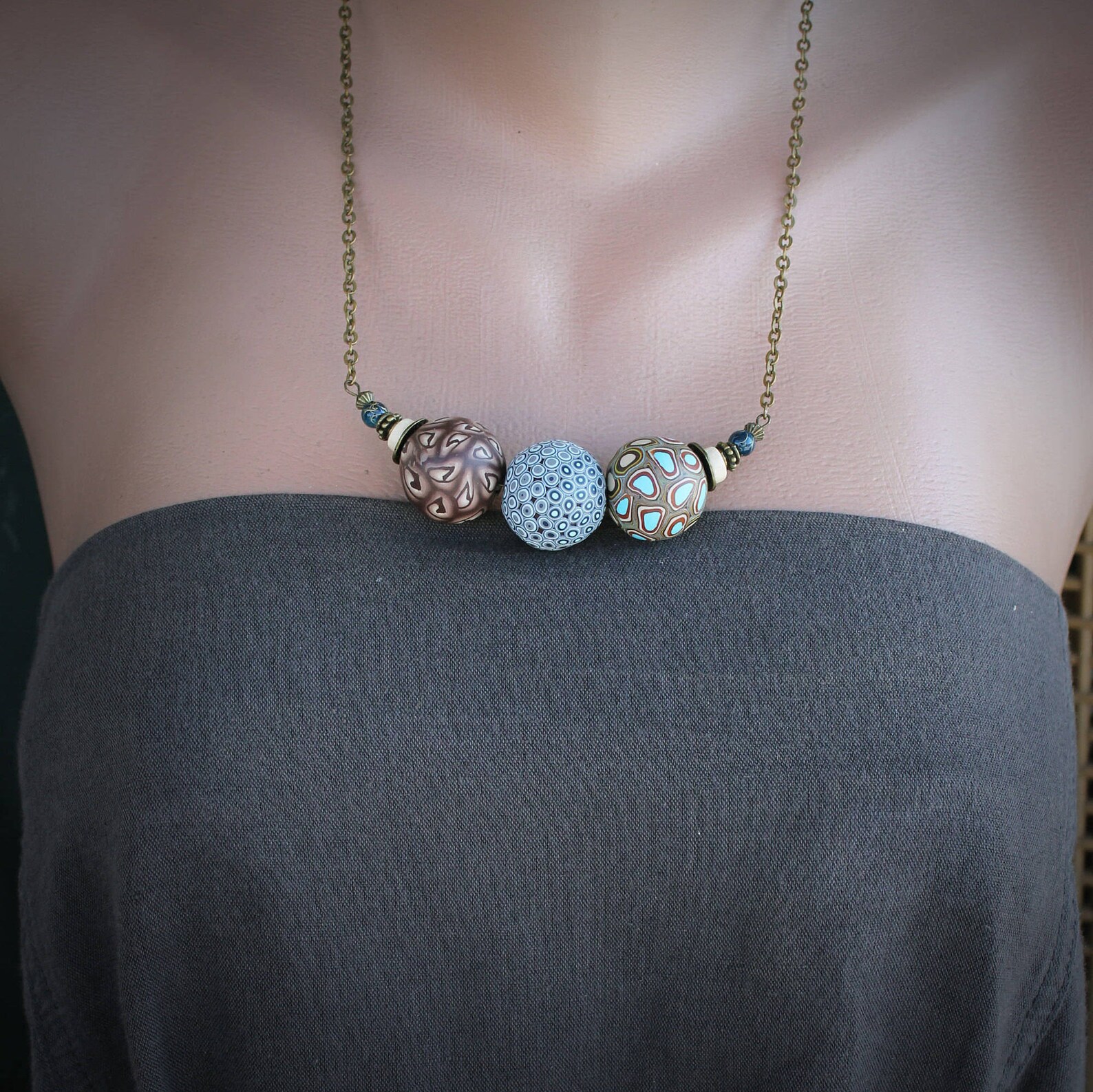 Unique Beads Necklace Polymer Clay Jewelry Large Beads - Etsy