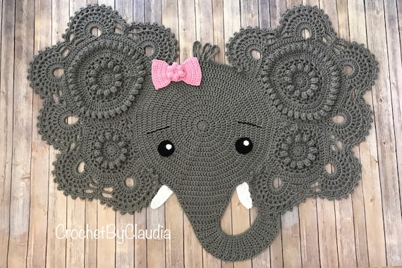 Elephant Rug/crochet Rug/nursery Decor/made to Order | Etsy