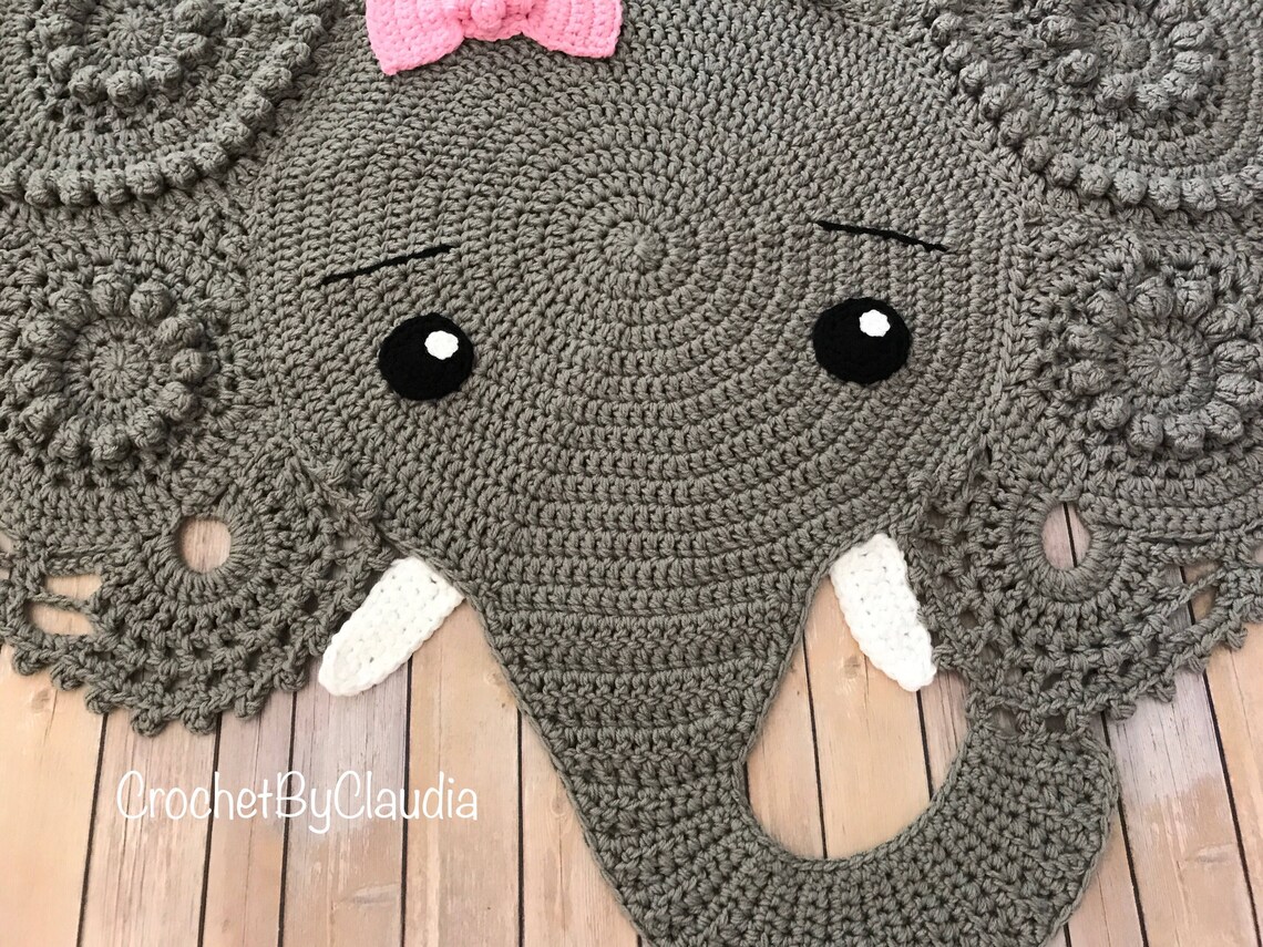 Elephant Rug/crochet Rug/nursery Decor/made to Order - Etsy