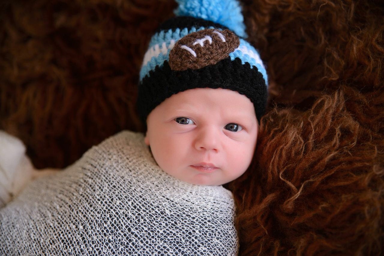 Crochet Carolina Panthers Inspired Beanie/ Made to Order/ Newborn to ...