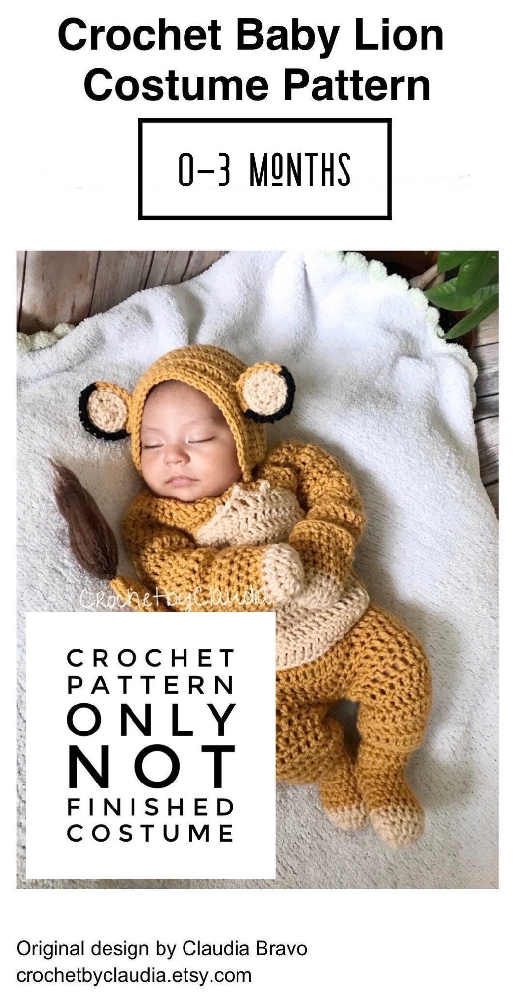 Crochet Baby Lion Costume Pattern: 0-3 Months (PDF) - Etsy