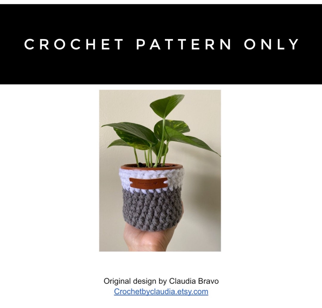 DIY Crochet Planter Cozy Pattern: Small Basket With Handles (PDF ...