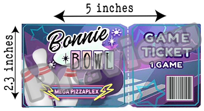 Bonnie Bowl Game Ticket (fnaf Security Breach); Game Pass; Party Decor ...