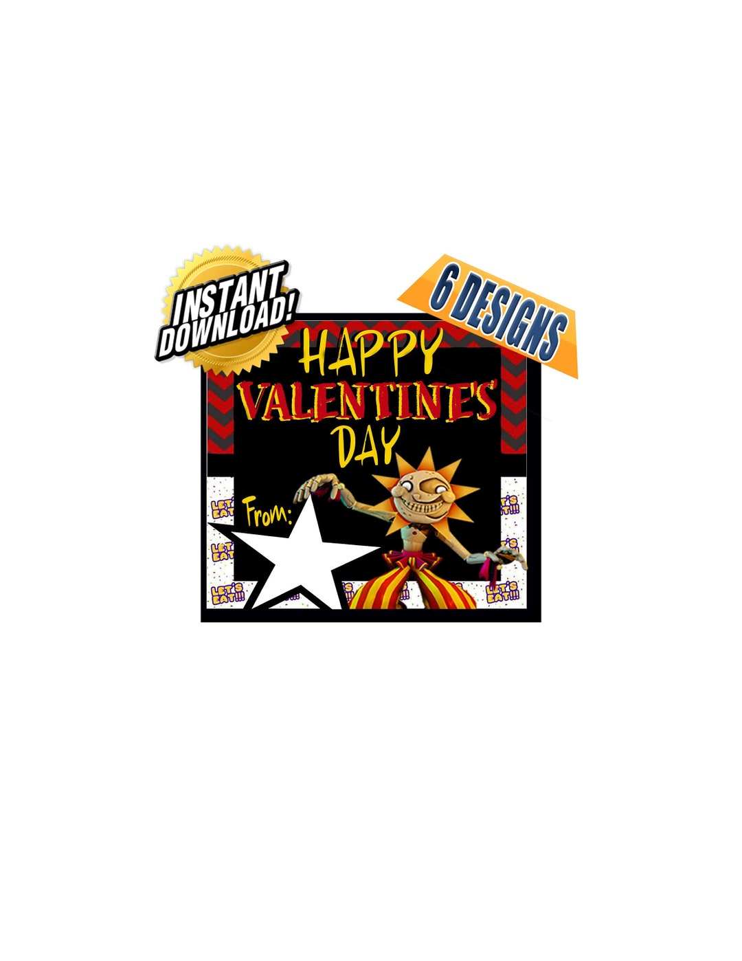 FNAF Valentine Valentine's Day Valentines Five Nights at Freddy's Class ...