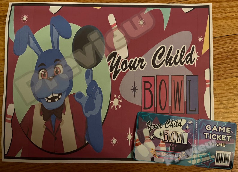 Personalized Bonnie Bowl Game Ticket and Sign fnaf Security - Etsy
