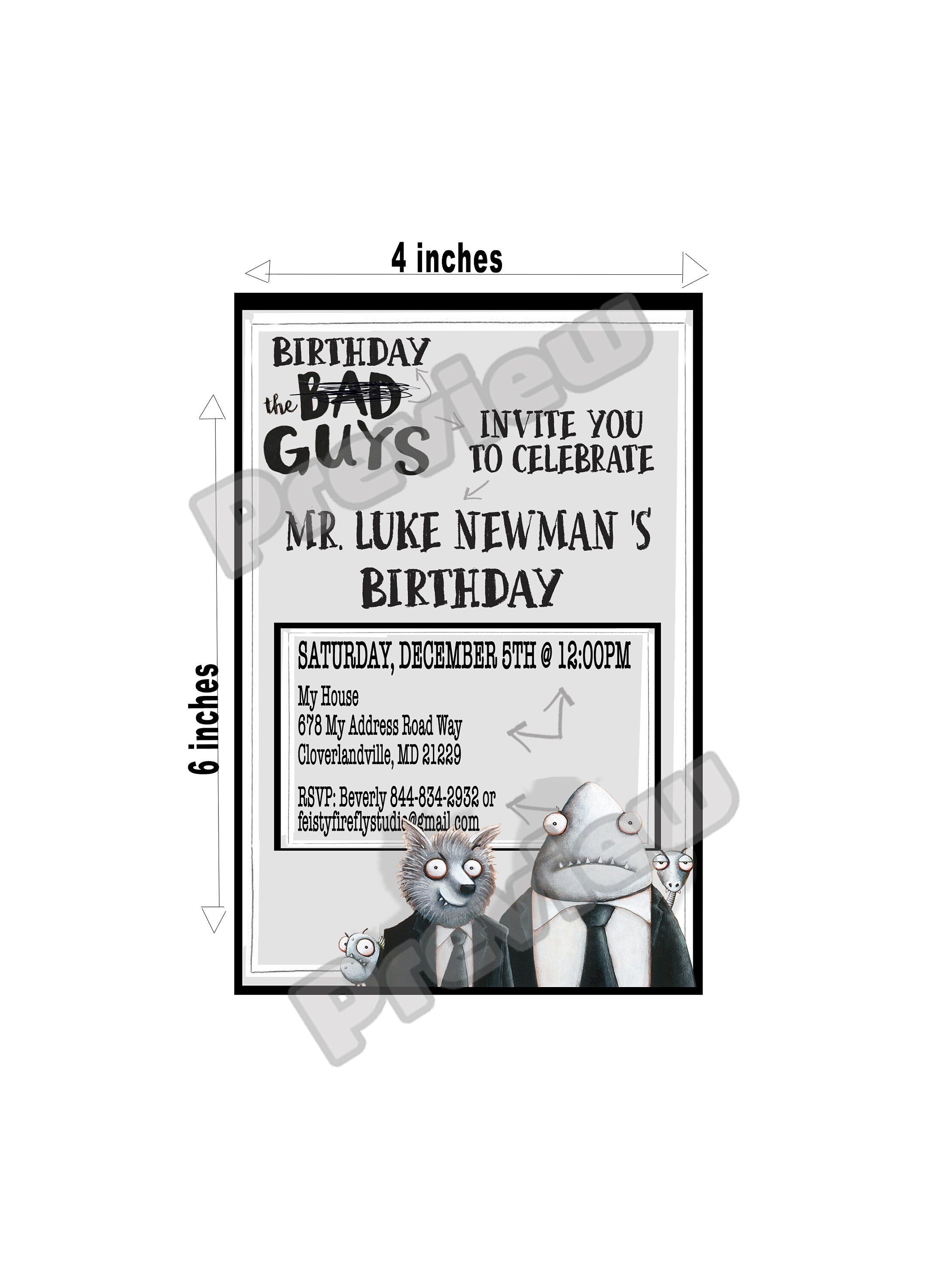 The Bad Guys Party Invitations Birthday Personalized - Etsy