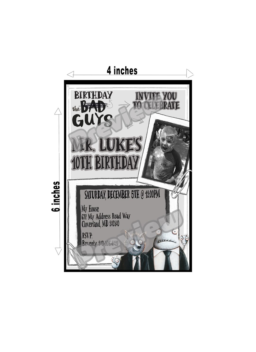 The Bad Guys Party Invitations; Birthday; Personalized Photo ...