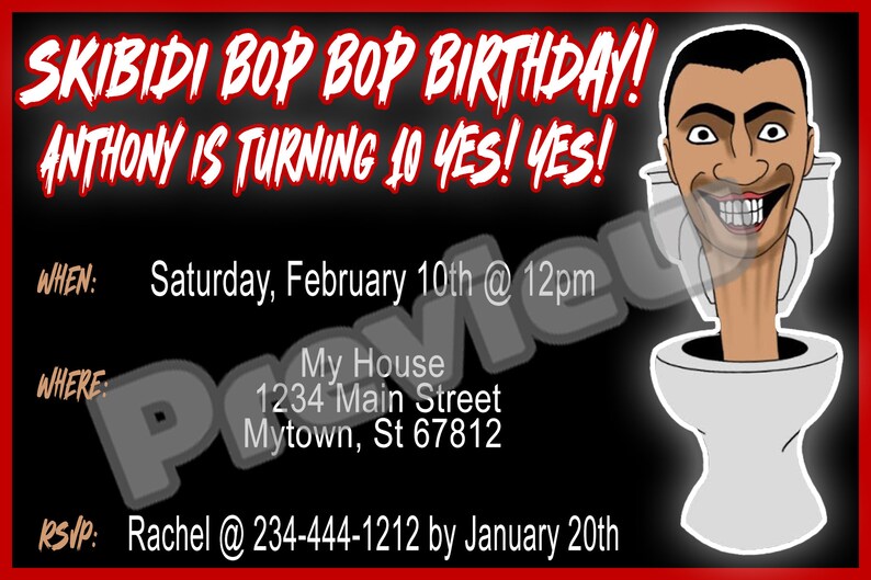 Skibidi Toilet Birthday Invitations; Skibidi Toilet Series; Cameraman ...