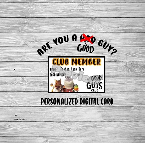 The Bad Guys Club Membership Card Personalized Card the Good | Etsy