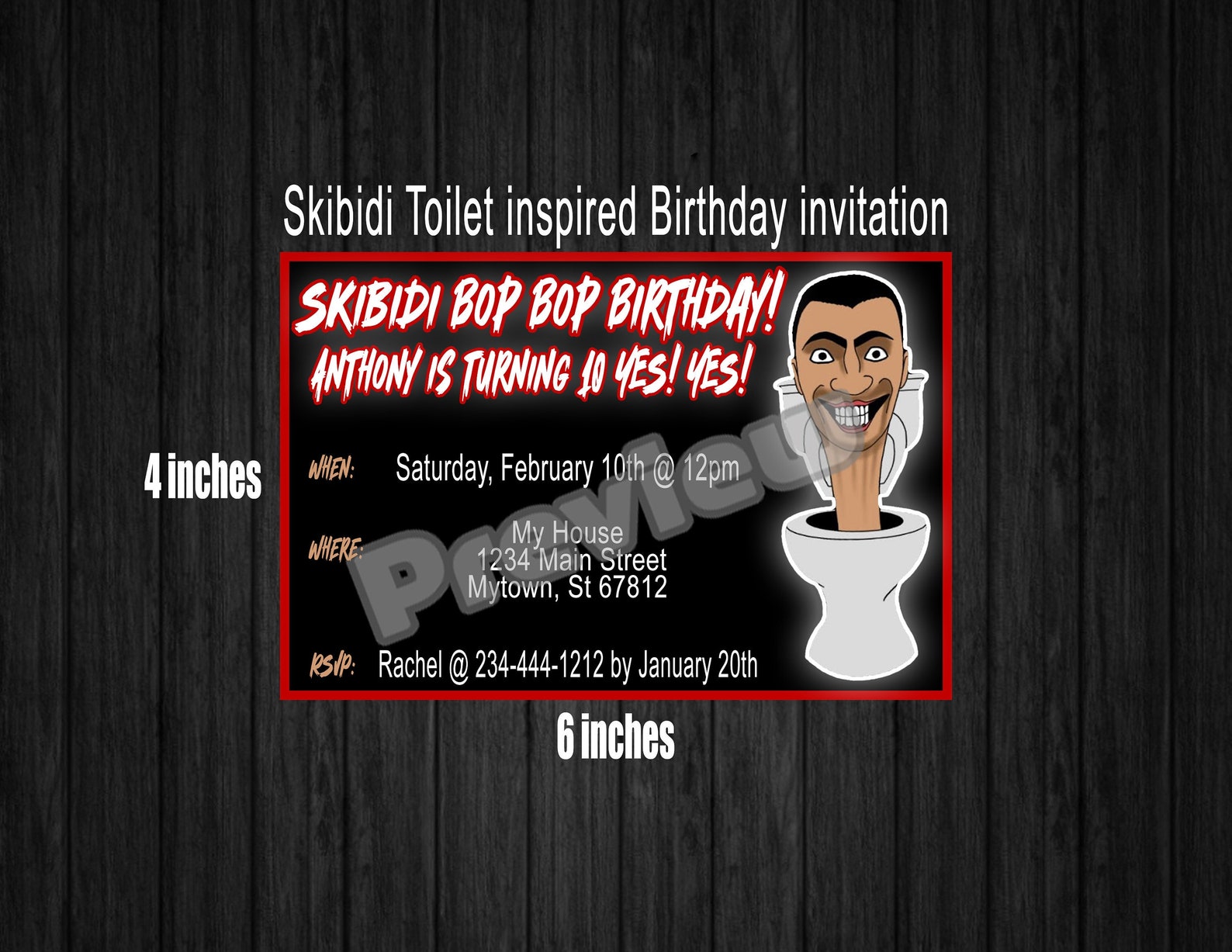 Skibidi Toilet Birthday Invitations; Skibidi Toilet Series; Cameraman ...