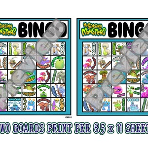 My Singing Monsters Theme Bingo Game; Party Game; Mobile Game; MSM ...