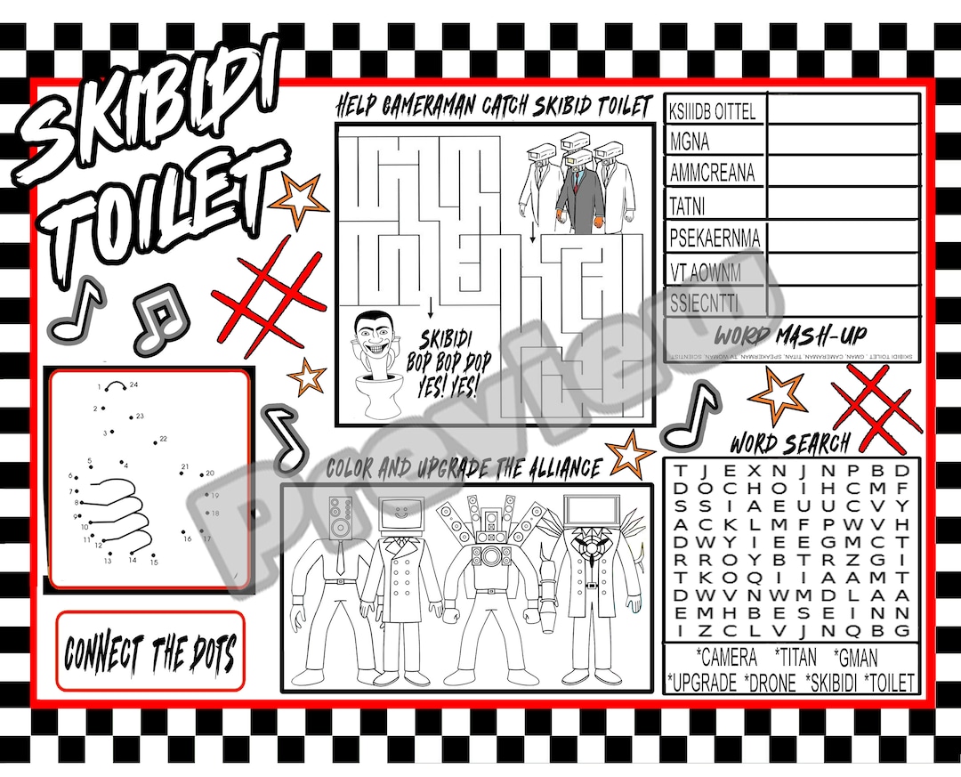 Skibidi Toilet Game Sheet; Activity; Birthday Game; Titan Speakerman ...