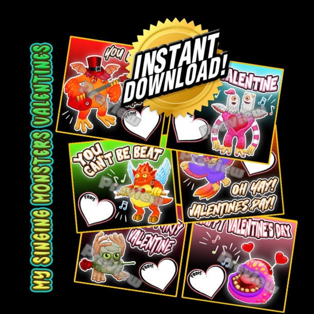 My Singing Monsters Theme; MSM Valentines; Valentine's Day; Class Party ...