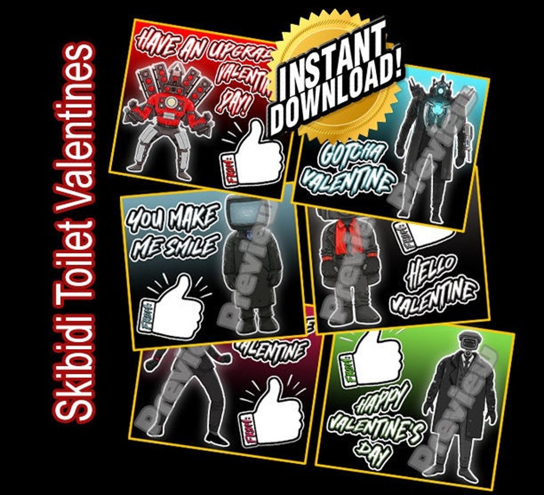 Skibidi Toilet Valentine Cards; Toilet Valentines; Valentine's Day ...