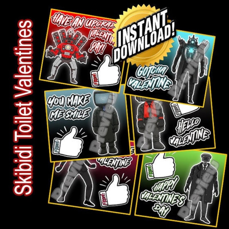 Skibidi Toilet Valentines - Etsy New Zealand