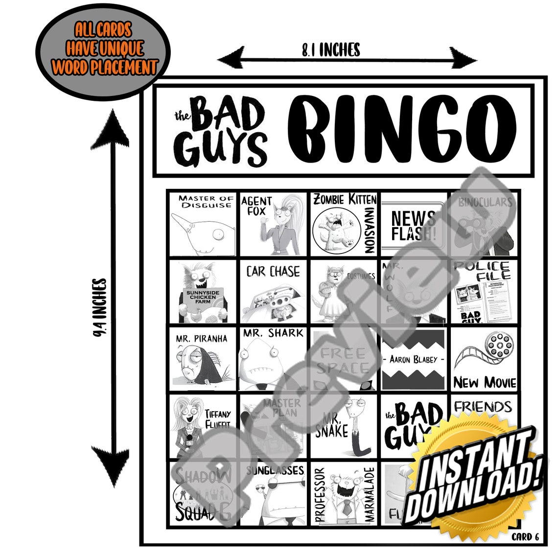 The Bad Guys Theme Bingo Game Party Game the Bad Guys Movie - Etsy