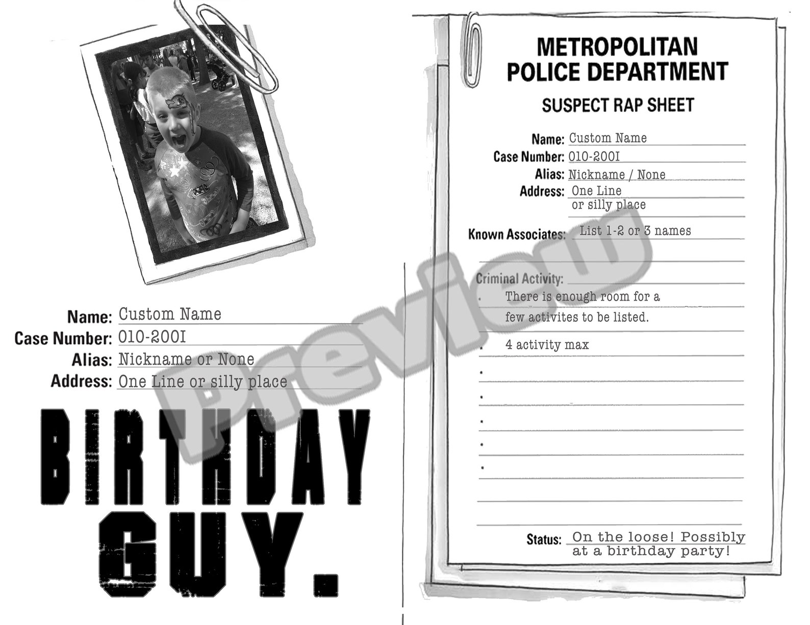 The Bad Guys Party Rap Sheet Poster Decor Set the Birthday - Etsy