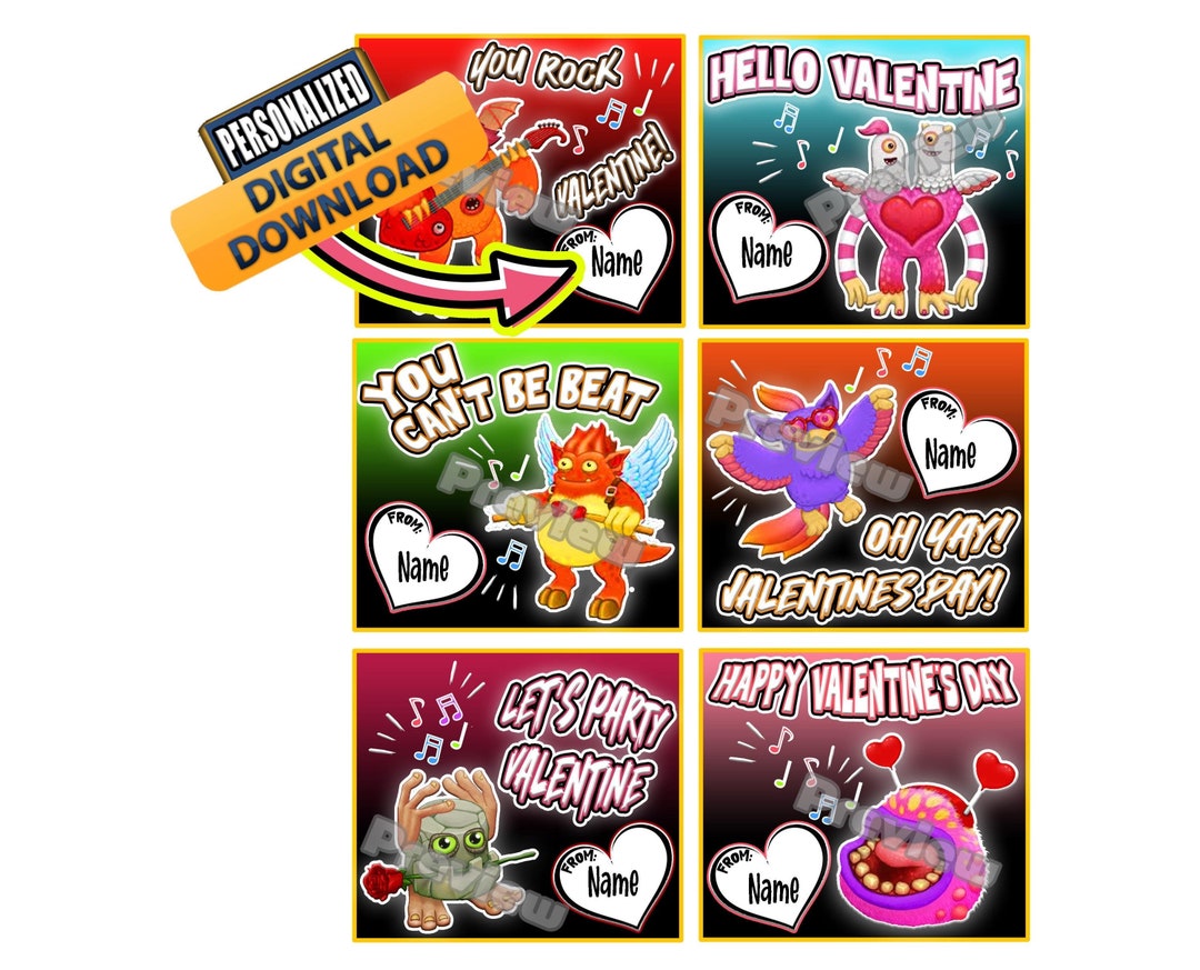 My Singing Monsters Theme; MSM Valentines; Valentine's Day; Class Party ...