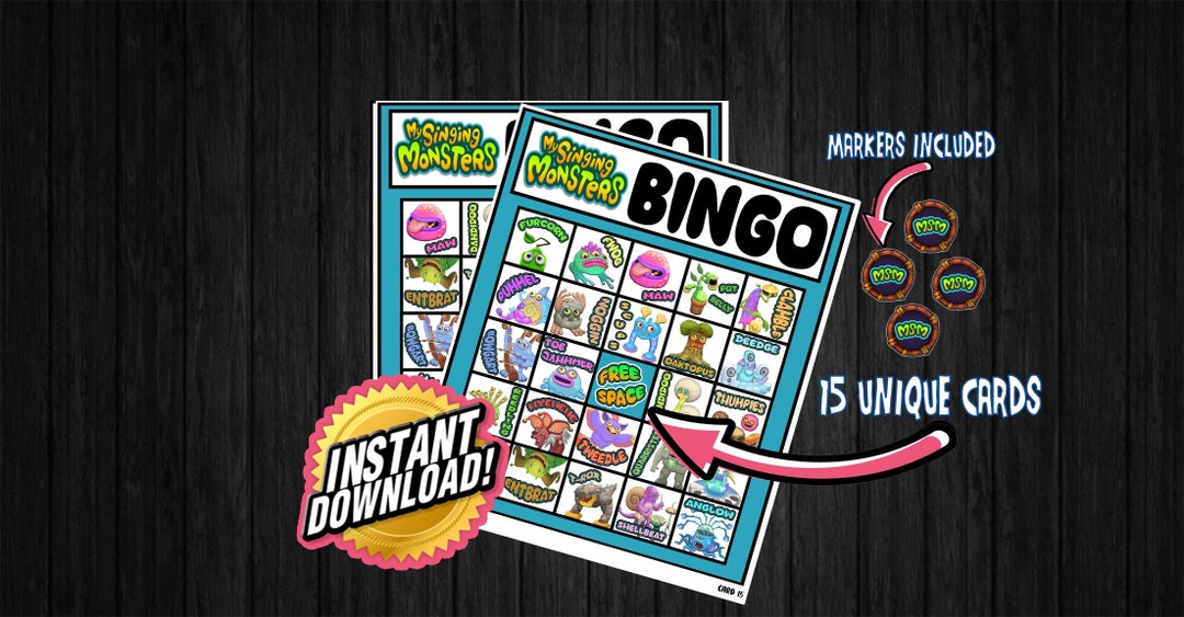 My Singing Monsters Theme Bingo Game; Party Game; Mobile Game; MSM ...