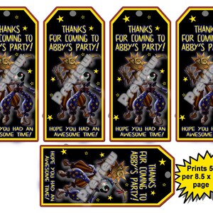 FNAF Birthday Goodie Bag Tag Sundrop Moondrop Five Nights at Freddy ...