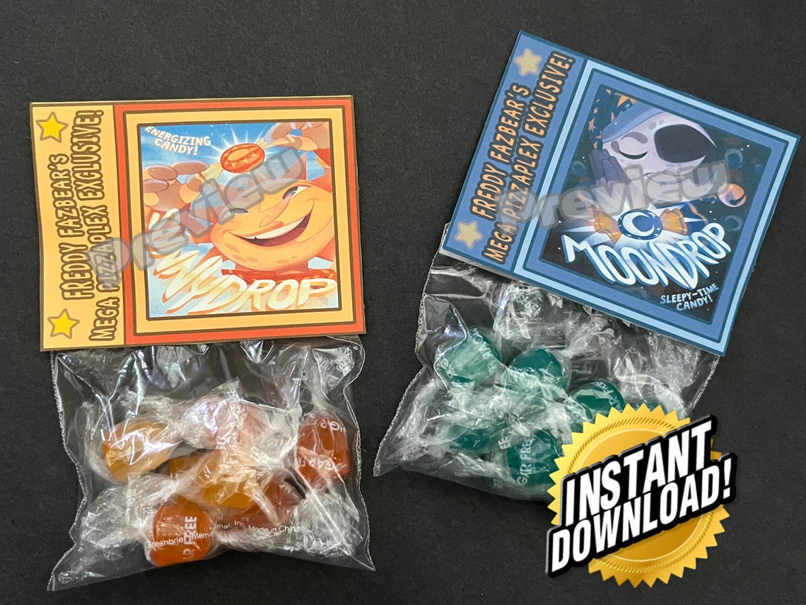 FNAF Sunnydrop & Moondrop Treat Tags Superstar Daycare - Etsy