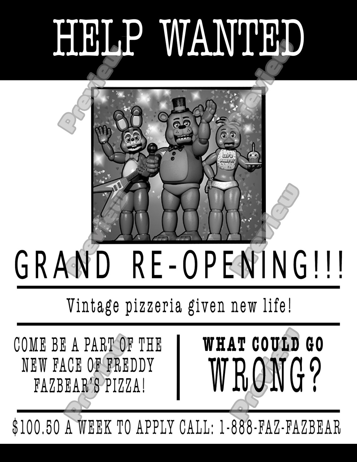 Fnaf Poster, Party Decoration, Five Nights at Freddy's Birthday, Fnaf ...