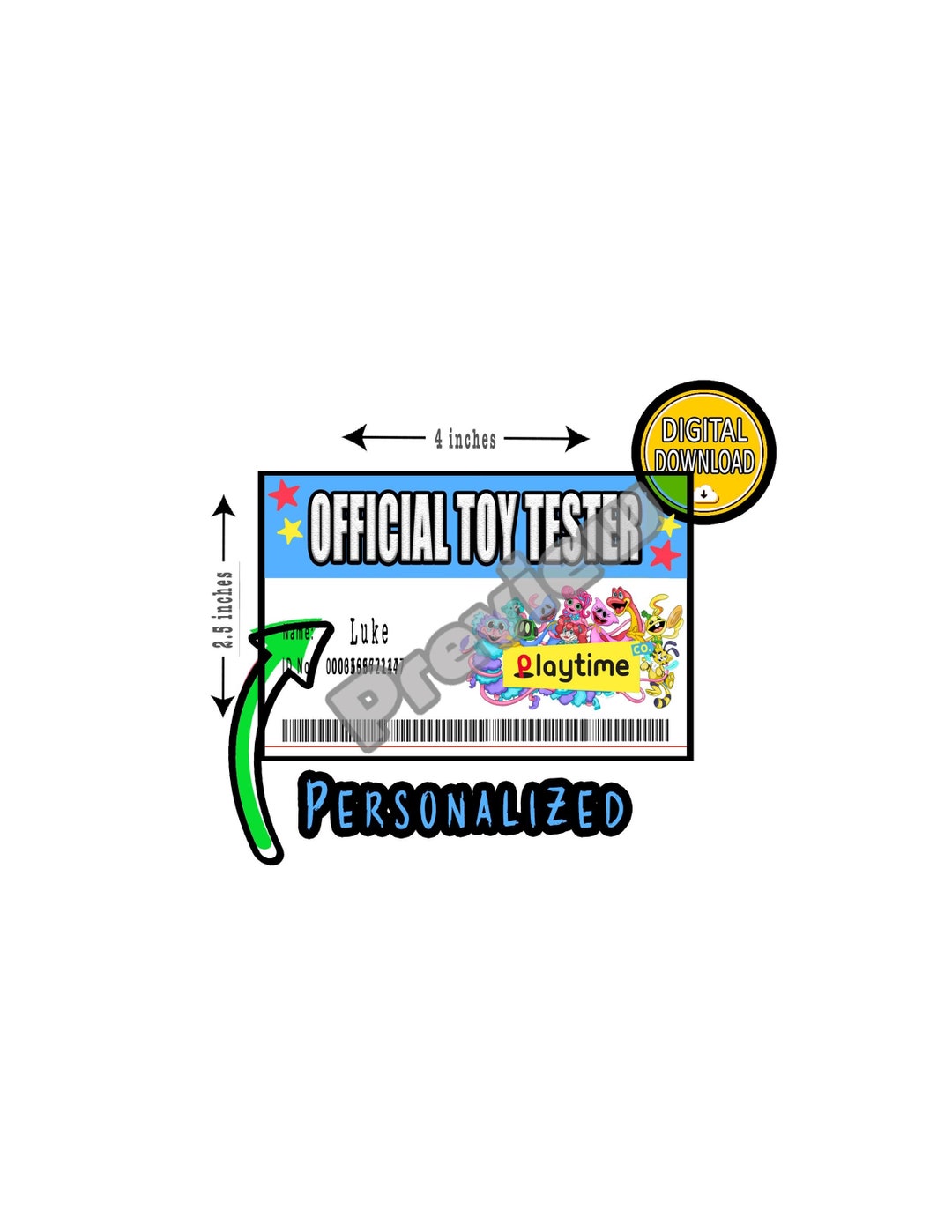 Poppy Theme Playtime Theme Badge; Personalized Toy Tester Staff Badge ...